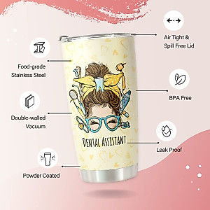 HOMISBES Dental Assistant Gifts for Women - Stainless Steel Nutrition Facts Tumbler Cup for Dental Assistant - Dental Assistant Appreciation Travel Mug 20oz