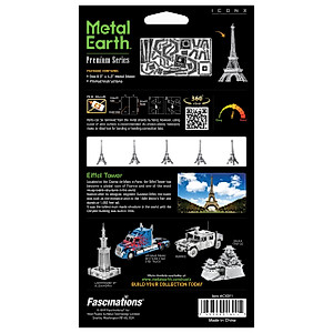 Metal Earth Premium Series Eiffel Tower 3D Metal Model Kit Bundle with Tweezers Fascinations