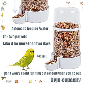 Parakeet Water Dispenser No Mess Parrot Food Seed Dispenser Bird Automatic Waterer Feeder Container Cockatiel Cage Accessories for Parrot Finch Budgie Lovebirds Canaries 2PCS（450ml）