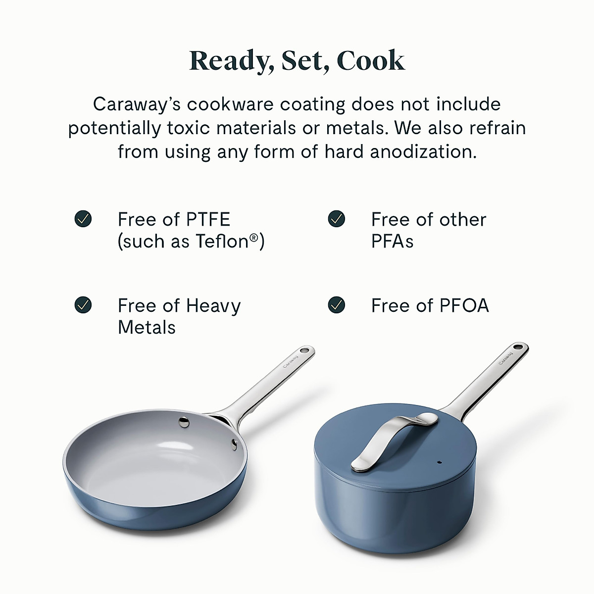 Caraway Mini Duo - Non-Stick Ceramic Mini Fry Pan (1.05 qt, 8") & Mini Sauce Pan (1.75 qt) - Non Toxic, PTFE & PFOA Free - Oven Safe & Stovetop Agnostic (Gas, Electric & Induction) - Navy