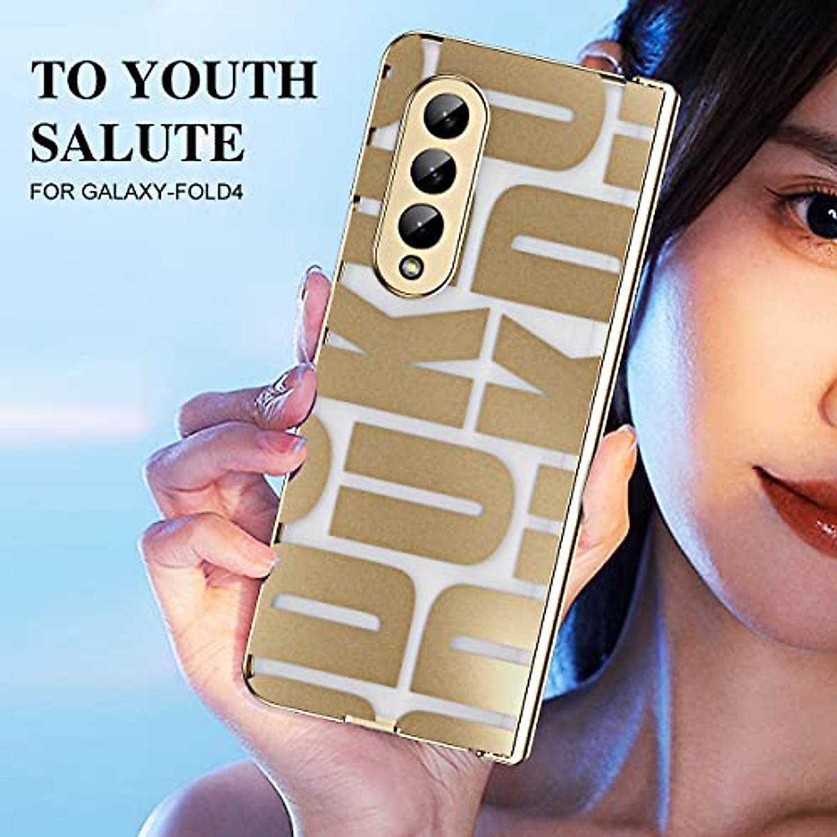 Compatible with Galaxy Z Fold 4 Case with Built-in Screen Protector | Hinge Protection | Full Body Ultra-Thin Anti-Scratches Shockproof Protective Phone Cover for Samsung Galaxy Z Fold4, Gold