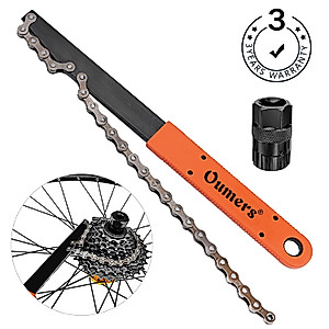 Oumers Bike Chain Tools Kit, Upgrade Rotor Lockring Removal Wrench & Chain Whip with Cassette/Bicycle Flywheel Remover Sprocket Remover Tool Pack
