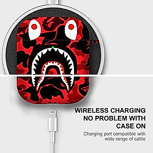 CULIPPA for AirPods 2 Case Cover Shark Mouth Camo Style Pattern Design for Airpods 2nd Generation Silicone Protective Case Shockproof for Women Girls with Keychain for Apple Airpods 2/1 Charging Case