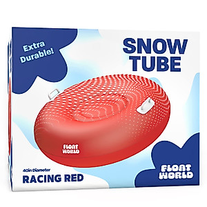 Float World Snow Tube - Large 48" Heavy Duty Inflatable Sled for Adults and Kids - Thick Non-Popping Snow Tubing Winter Toy for Sledding (Red)