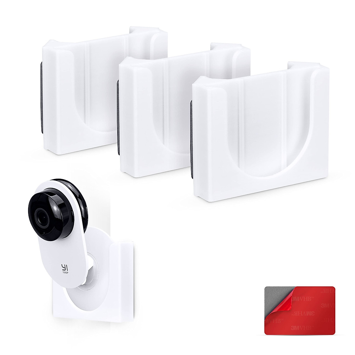 Corner Wall Mount for YI Home (3 Pack) Security Camera - Adhesive Holder, No Hassle Bracket, Strong 3M VHB Tape, No Screws, No Mess Install (White) by Brainwavz