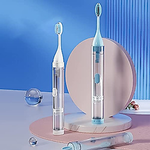 prony 5 in 1 Portable Travel Toothbrushes with Built-in Refillable Toothpaste Tube, Built-in Toothbrush Case, Extra Soft Bristles and 2 Additional Replaceable Toothbrush Heads, Travel Size Toiletries