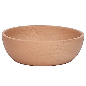 Salad Wooden Bowl, Round Household Beech Wooden Bowl Wooden Bowl for Salad Dipping Sauce Pasta Cereal(M)