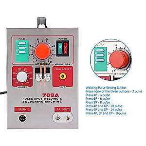 AC 110V US Plug 709A 3.2kW Spot Welder Welding Equipment and Soldering Pen DIY 18650 Lithium Battery Welding Machine, Nickle Plated Sheet, Welding Needle, Fuse(US Plug 110V)