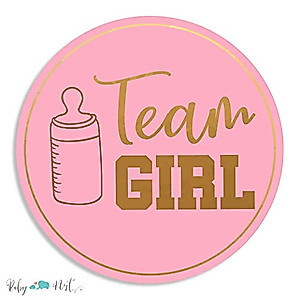 Baby Nest Designs - Gender Reveal Stickers Games Team Boy & Team Girl (80 Pieces) - Perfect Gender Reveal Party Supplies - Gold Foil Stamping - Hand-Drawn Art in The USA - Easy Peel-Off