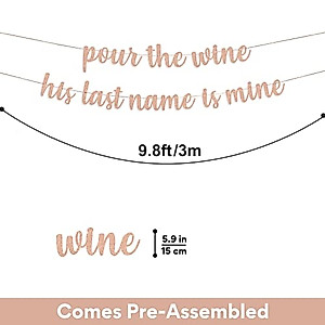 Party101 Rose Gold Glitter Banner - Bridal Shower Decorations - Bachelorette Party Decorations Favors & Supplies - Wedding Shower Decorations - Engagement Brunch Bridal Shower Decor (Pre-strung Signs)