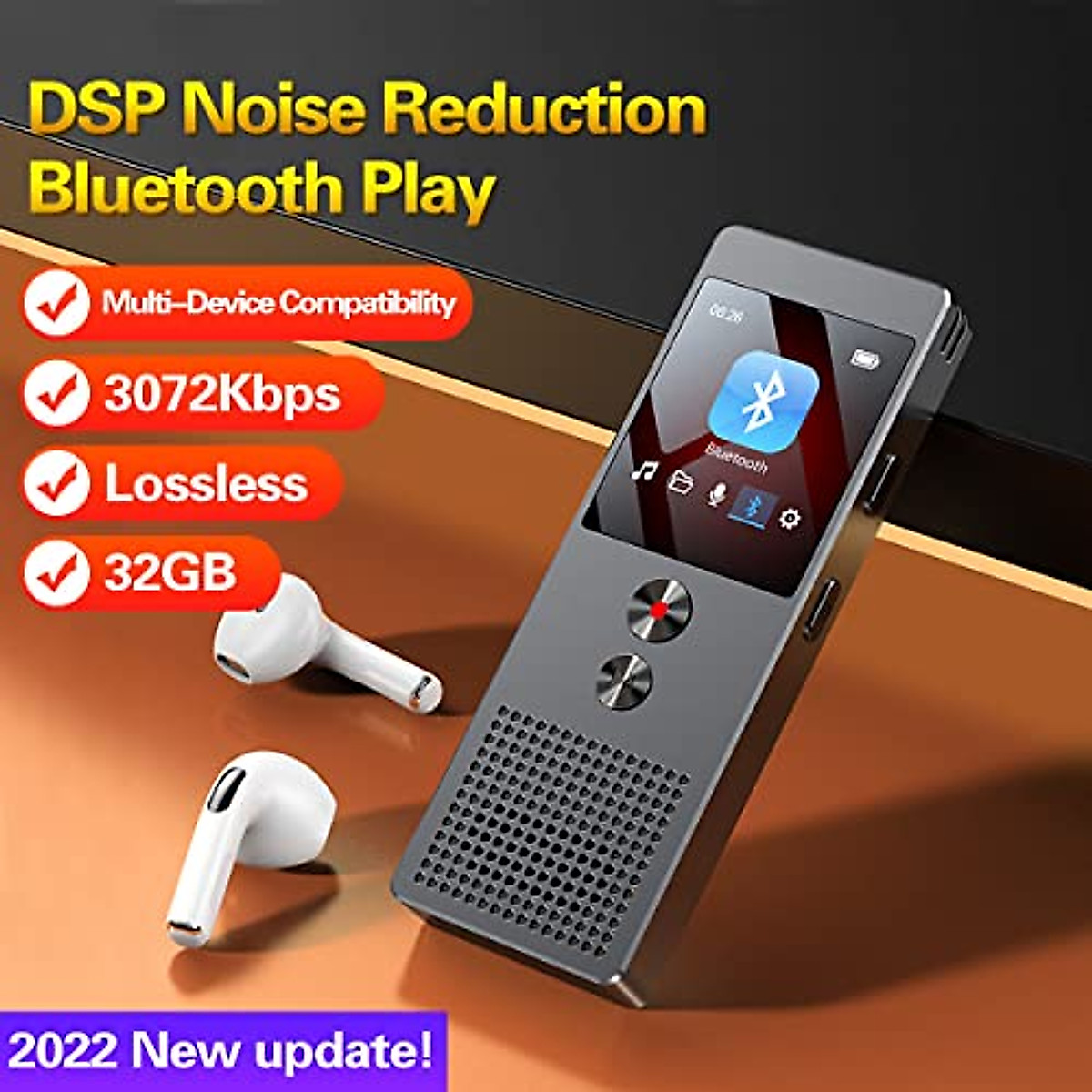 JHSNOEL 64GB Digital Voice Recorder:One-Key Recording Password Protection 28 Hours of Continuous Recording is Possible MP3 Player for Lectures Meetings Interviews,Device with Playback,Variable Speed