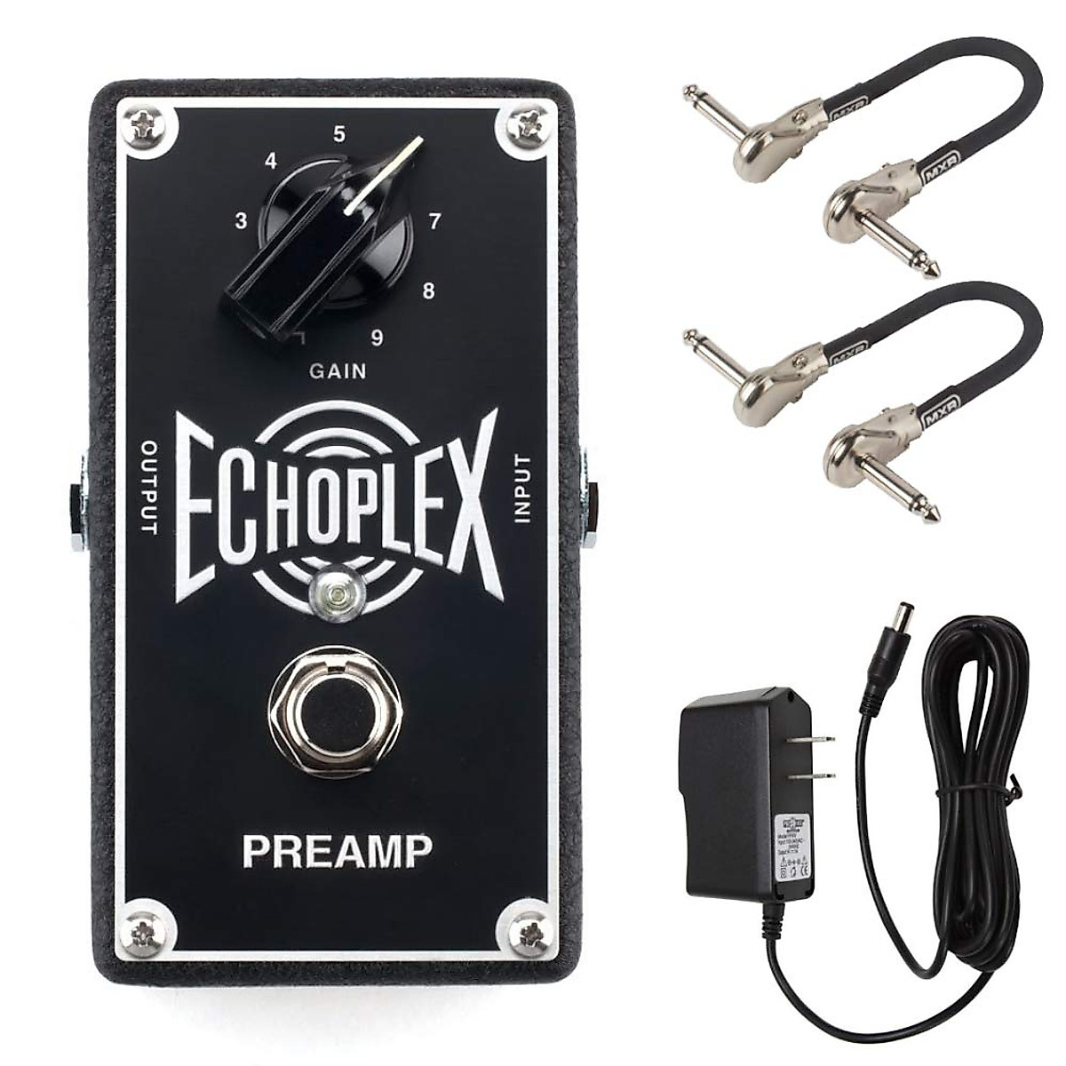 Dunlop EP101 Echoplex Preamp Bundle with 2 MXR Patch Cables and 9V Power Supply