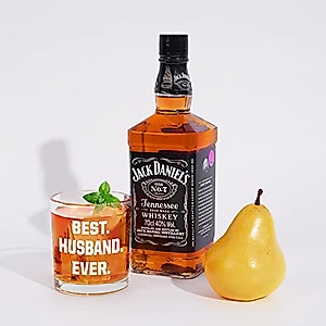 DAZLUTE Best Husband Ever Whiskey Glass, Valentines Day Gifts Wedding Gifts Engagement Gifts Birthday Gifts for Men Husband Hubby Fiance Boyfriend Mr Him Lover, Husband Gifts Idea from Wife, 10 Oz
