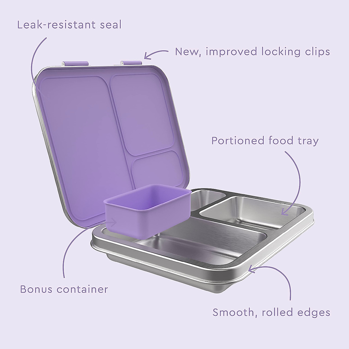 Bentgo® Kids Stainless Steel Prints Lunch Box Set With Reusable Stainless Steel Utensils (Unicorn)