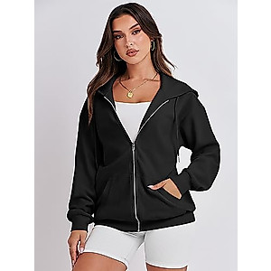 Prinbara Women's 2023 Hoodies Casual Jackets Sweatshirts Zip Up Y2k Hoodie Cute Teen Girl Tops Trendy Gothic Clothing 9PA31-zangqing-M Black