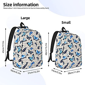 XBFCDN Vintage Blue Butterfly Backpack For Men Women Extra Large Travel Backpacks Fits 17 Inch Laptop