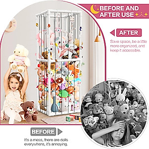 sunoyar Plush Stuffed Animal Storage Holder, Large Capacity Zoo Storage Cage Organizer, Animal Holder Organizer with Bottom Net for Nursery Play Room Bedroom Decoration