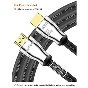 4K HDR HDMI Cables 25ft, High Speed HDMI 2.0 Cable Supports 1080p, 3D, 4K @60Hz Ultra UHD, HDR, 28AWG Braided HDMI Cord, for Laptop, Monitor, Blue-ray Player, PS3, PS4,PS5, Xbox One, Fire TV& More