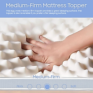 Greaton Breathable 1-inch Convoluted Egg Shell Foam Mattress Topper | Toppers for Mattresses Adds Ultimate Comfort, Reduces Back Pain, Perfect Body Support, Maintain Proper Posture, King, White