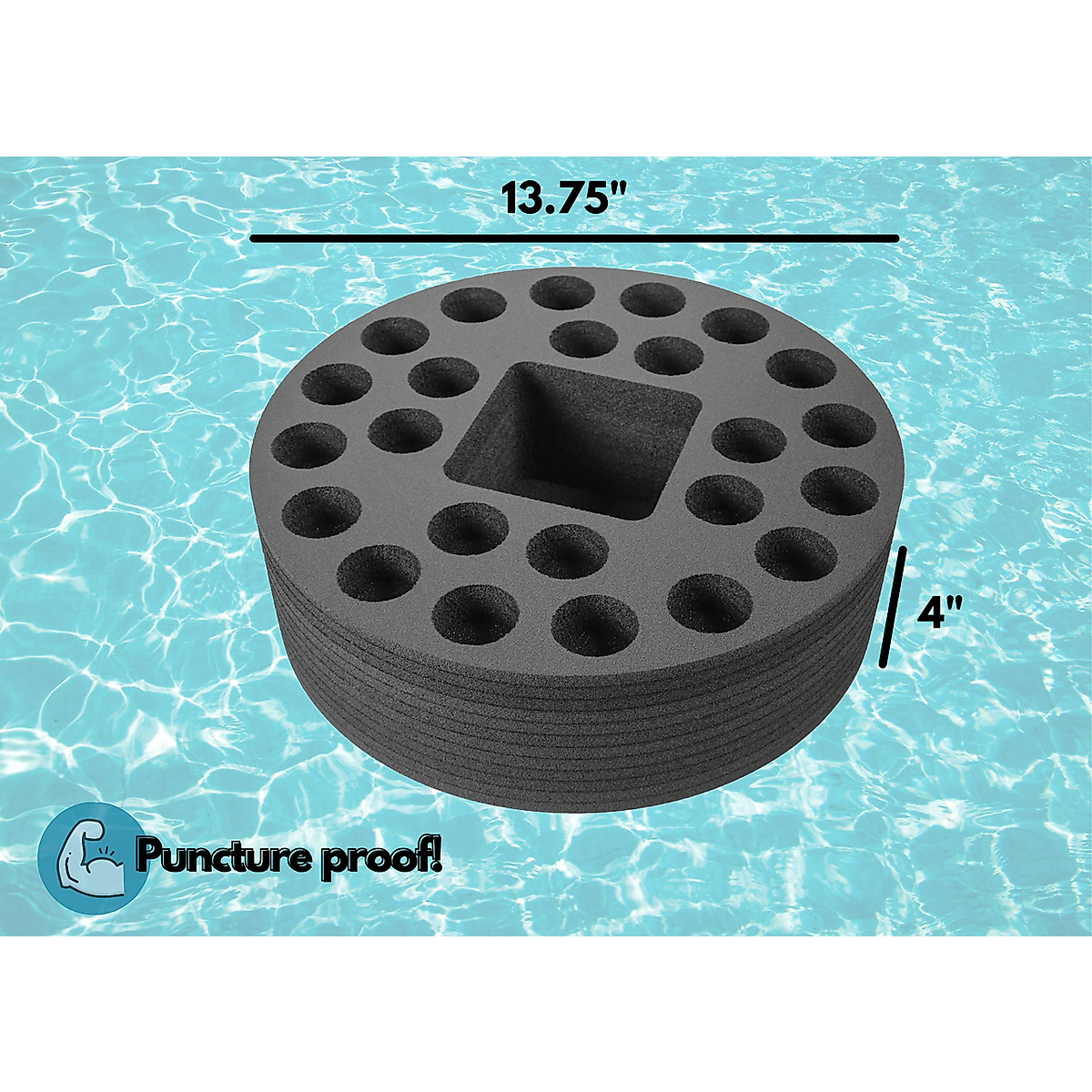 Polar Whale Shot Glass Holder Floating Tray Table for Pool Beach Spa Hot Tub Bar Club Party Float Indoor Outdoor Durable Foam Serving Rack 13.75 Inches Wide Extra Deep Holds Bottle and 24 Shots