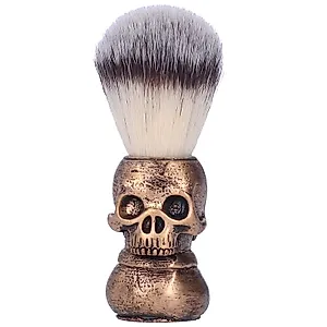 Barber Cleaning Hairbrush, Neck Duster Brush Shaving Beard Brush with Creative Skull Handle for Professional Salon and Home