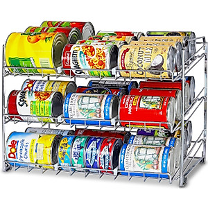 SimpleHouseware Beverage Can Dispenser Rack + Stackable Can Rack Organizer, Chrome