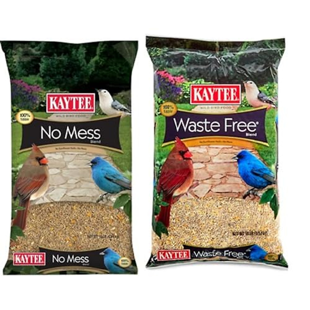 Kaytee Wild Bird (No Mess or Waste Free) Food Seed Blend for Blue Jays, Woodpeckers, Juncos, Cardinals, Grosbeaks, Sparrows, and Finches, 10 Pound, (Packaging May Vary)