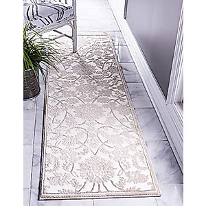Unique Loom Rushmore Collection Area Rug - Taft (3' x 9' 10" Runner, Snow White/ Beige)