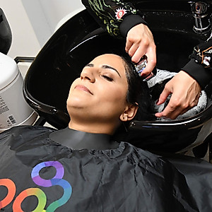 FRAMAR Shampoo Screen Salon Cape, Hair Cape – Shampoo Cape with Snap Closure and Rubberized Collar, For Hair Dye, Hair Color, Cosmetology Supplies and Hair Coloring