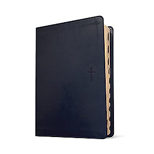 NLT Compact Giant Print Bible, Filament Enabled (LeatherLike, Navy Blue Cross, Indexed, Red Letter)