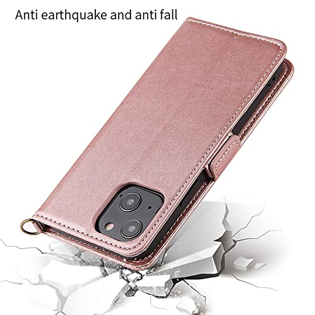 FEPULI iPhone 13 Wallet Flip Case, iPhone 13 Case 6.1 inch with [Shockproof TPU Interior Case] Credit Card Holder, PU Flip Folio Book Full Body Protection iPhone Case Wallet for iPhone 13 (Pink)