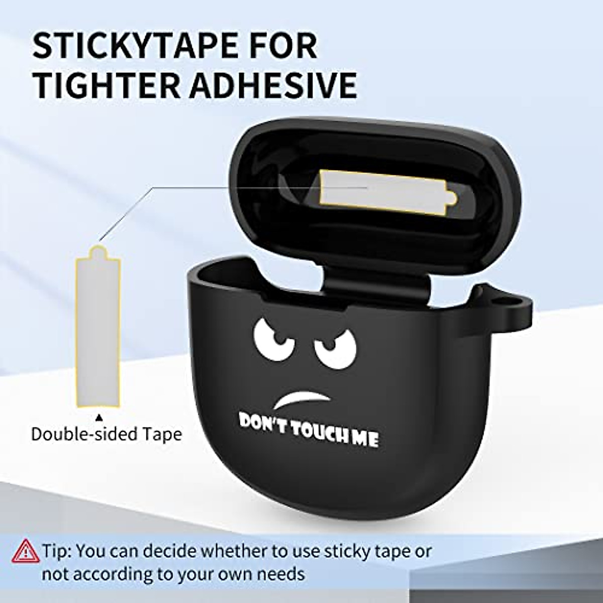 CACOE Silicone Case for Bose QuietComfort Earbuds II 2022,Protective Skin Bose QuietComfort Earbuds 2 Case Cover Shockproof Cute Funny Print Accessories with Keychain（Black）