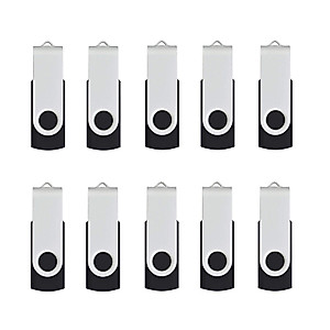 USA, (Black) Wholesale 10 Pack U Disk Bulk Pack USB Flash Drives Swivel Thumb Drive Memory Stick (10 Pack - 16MB (Not GB))