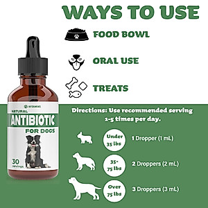 Natural Dog Antibiotics - Antibiotics for Dogs - Antibiotic for Dog - Yeast Infection Treatment for Dogs - Dog Yeast Infection Treatment - Itch Relief for Dogs - 1 fl oz - Bacon Flavor