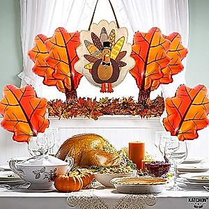 KatchOn, Large Fall Leaf Balloons - 27 Inch, Pack of 6 | Fall Balloons for Thanksgiving Decorations | Fall Festival Balloons for Fall Decorations Indoor | Fall Balloon Decorations, Fall Mylar Balloons