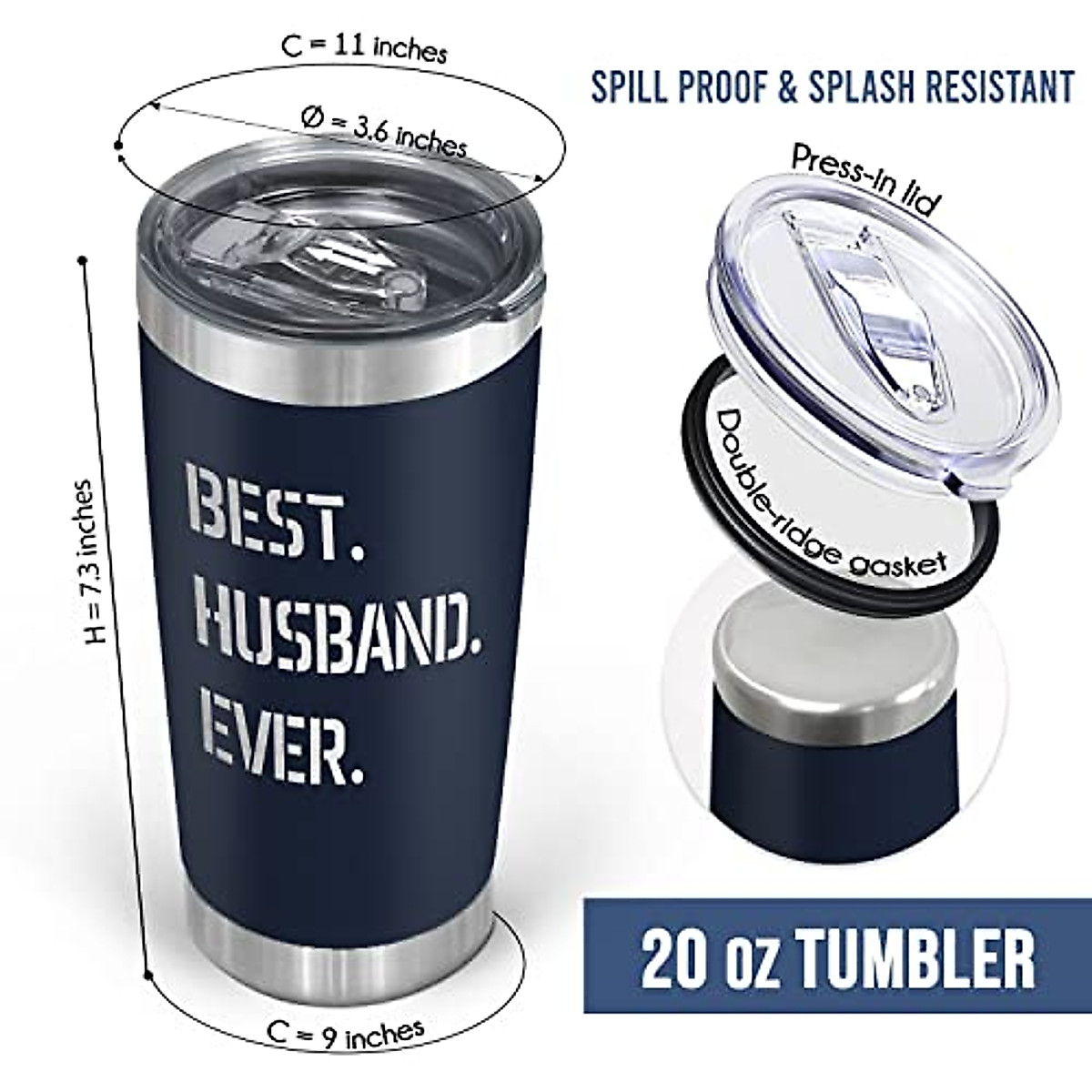 TEEZWONDER Gifts For Husband From Wife, Anniversary, Valentines Day, Christmas, Birthday Gifts For Men, Him, Romantic I Love You Husband Gift Ideas, Husband 20 Oz Stainless Steel Tumbler For Men