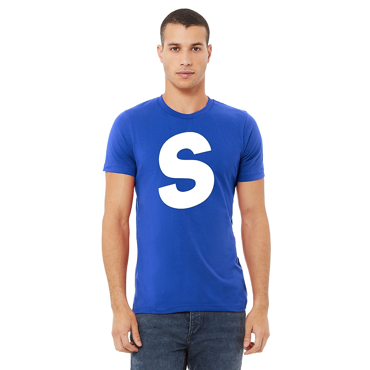 Letter S Halloween Team Group Event Trick Treat Costume Accessory Men's T-Shirt, L, Royal