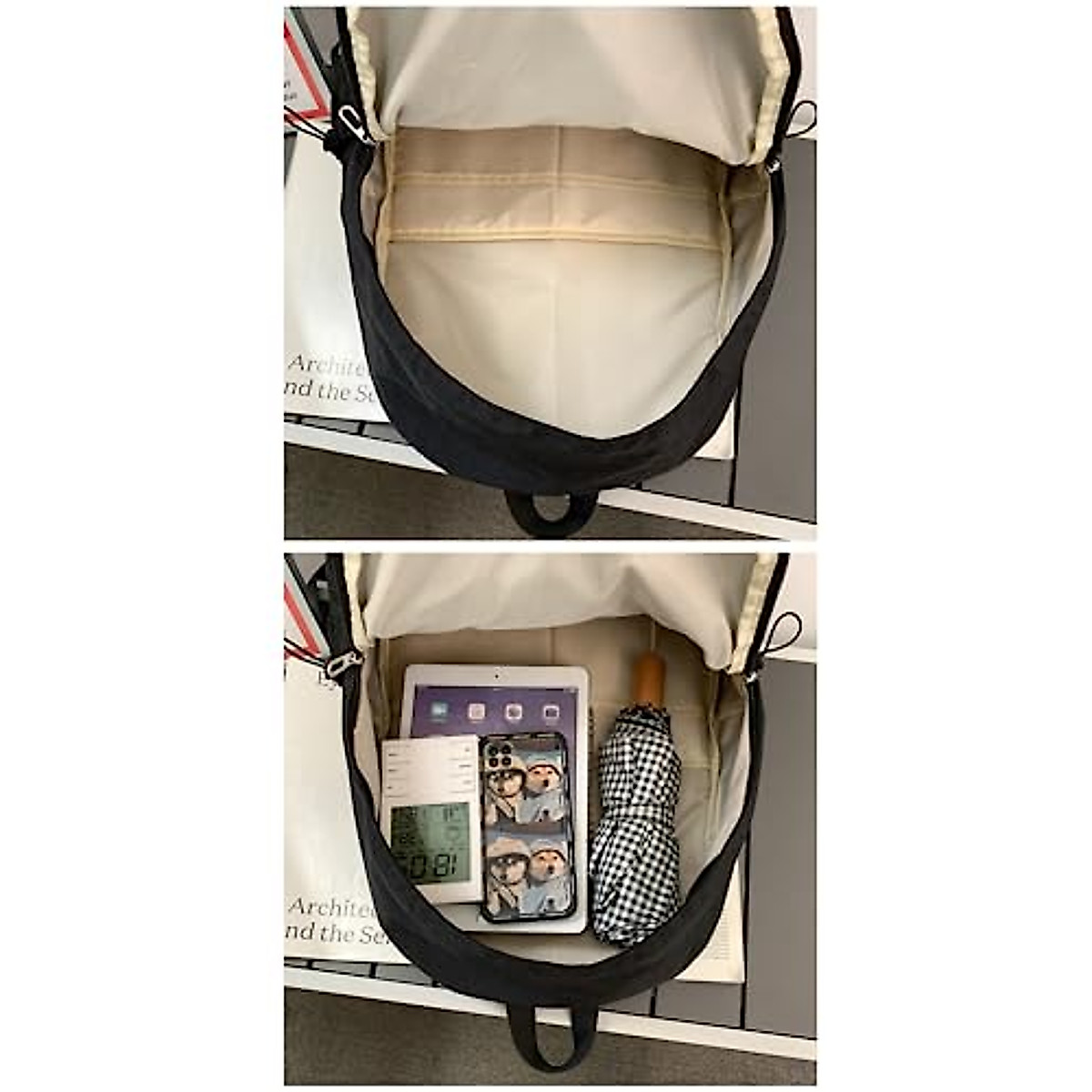 JHTPSLR Vintage Aesthetic Backpack Preppy Backpack Patches Stars Retro Stars Backpack Dark Academia Aesthetic Backpack (Black)