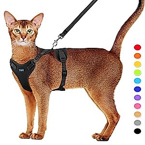 Supet Cat Harness and Leash Set for Small to Large Cats, Adjustable Cat Leash and Harness Set Escape Proof with Reflective Trim Universal Kitten Harness for Cats Puppies Outdoor Walking