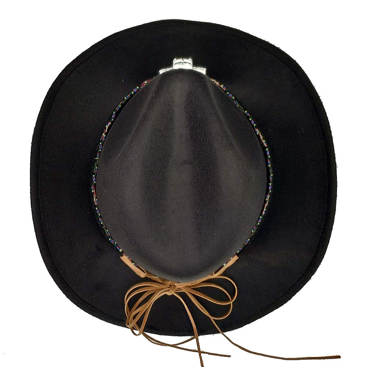 Yosang Wide Brim Men and Woman's Western Outback Cowboy Hat with Metal Bull Head Black