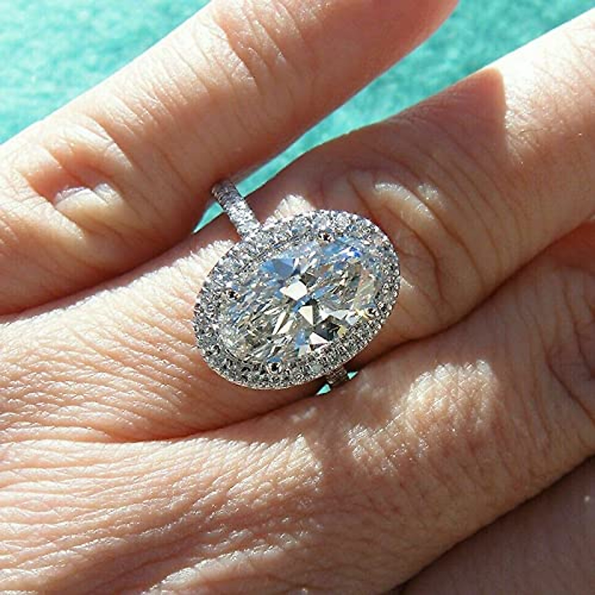 ZJQZBSS S925 sterling silver super flash diamond ladies ring oval egg-shaped zircon CZ engagement ring romantic wedding bridal dinner jewelry (10)