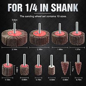 Pukamam 20 Pcs Flap Wheel Sander Set 80 Grit Sanding Wheel for Drill 1/4" Shank for Metal Wood