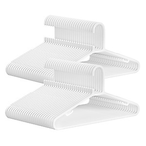 SONGMICS Plastic Hangers 50 Pack, Space-Saving Clothes Hangers, Lightweight Hangers, for Pants, Coats, Dresses, White UCRP009W50