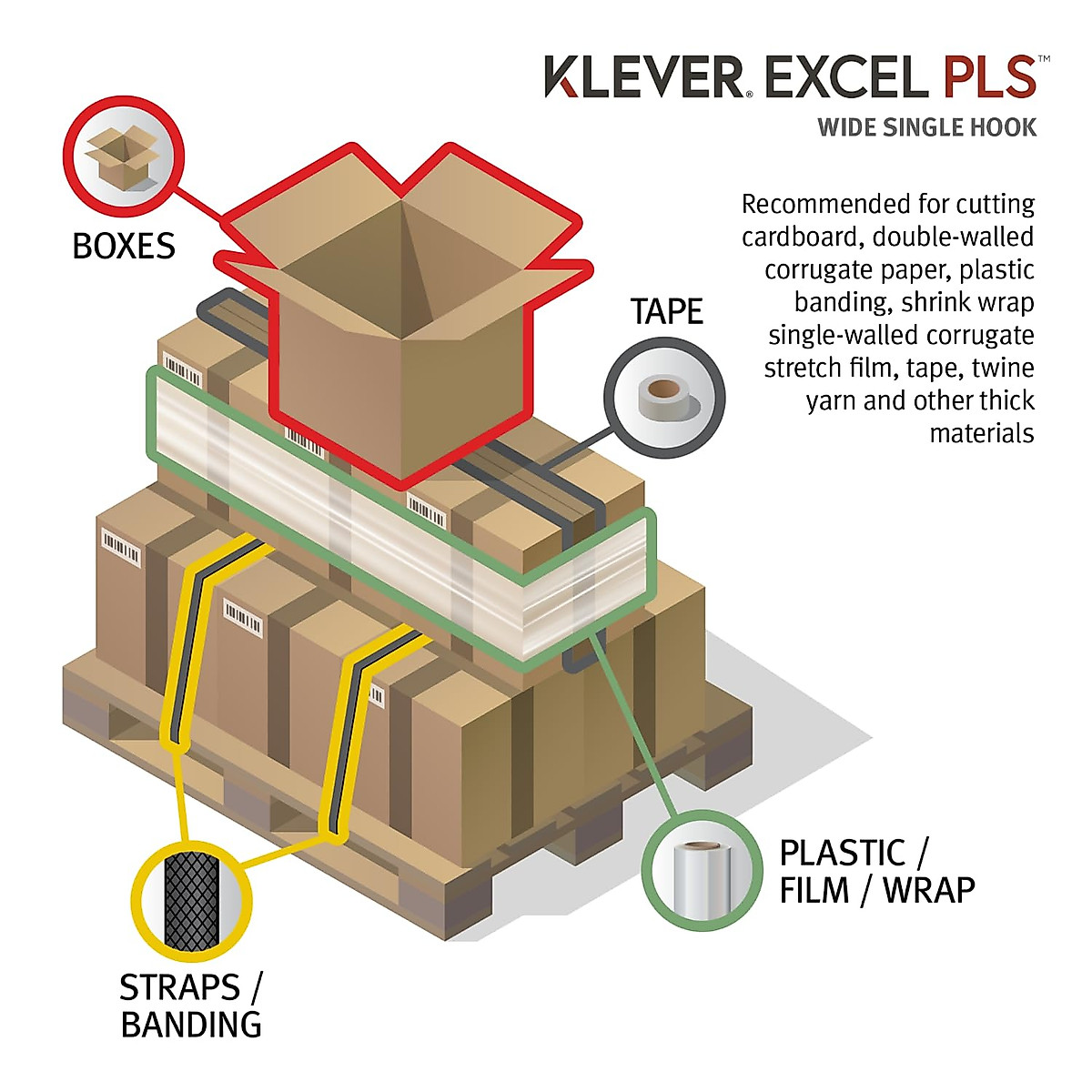 Klever Excel PLUS Wide Cut Safety Cutter, Carbon Steel Blade, Cuts Boxes, Film, Tape, and More, Utility Knife, Orange, 20/pk (PLS-400-30G)