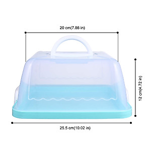 ABOOFAN Cake Carrier Square Cake Server with Lid and Handle Portable Loaf Cake Container Food Storage Keeper Dome for Birthday Wedding Cake Holder Blue