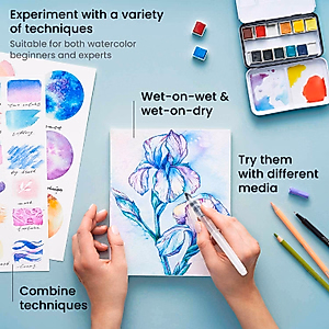 Arteza Watercolor Painting Art Set, Watercolor Half-Pans and Foldable Canvas Paper Bundle,DIY Kit, Art Supplies for Artists & Hobby Painters