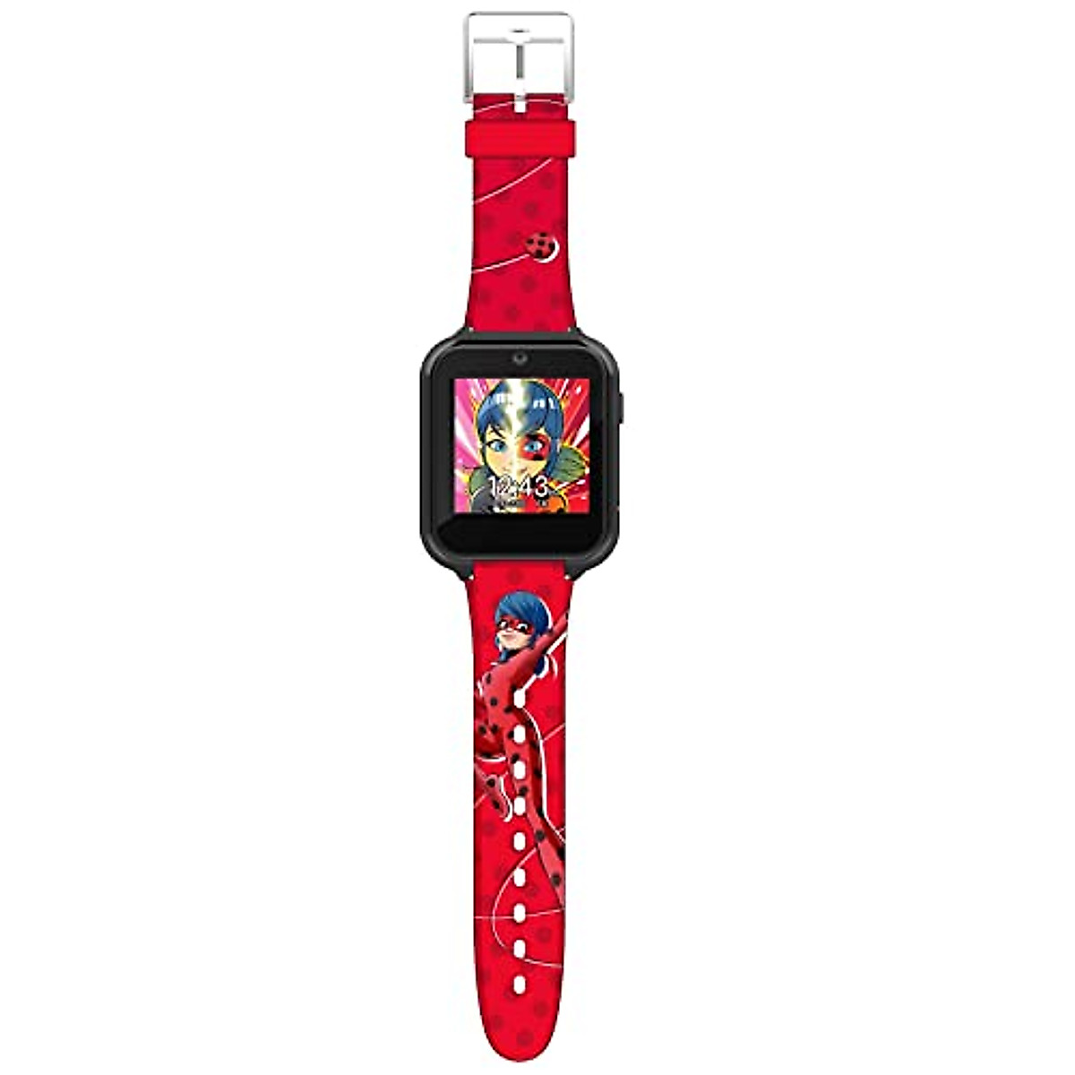 Accutime Miraculous Ladybug Kids Red Educational Learning Touchscreen Smart Watch Toy for Girls, Boys, Toddlers - Selfie Cam, Learning Games, Alarm, Calculator, Pedometer & More (Model: MRC4010AZ)
