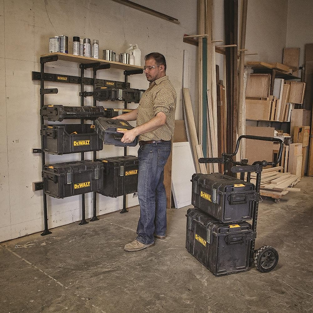 DEWALT Tool Box Storage Rack, Tough System, 440 lb Capacity, Garage Storage System (DWST08260)