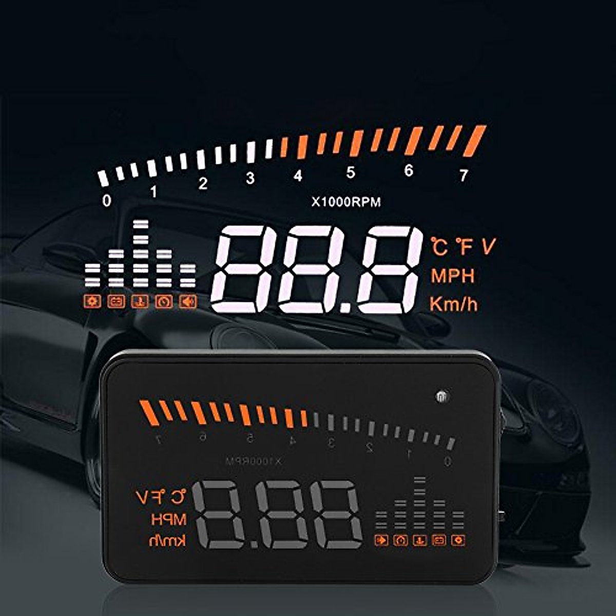 Car Head-Up Windshield Display, Head-Up Display, OBDII HUD Head Up Display Color LED Projector Speed Warning System for Car Trucks