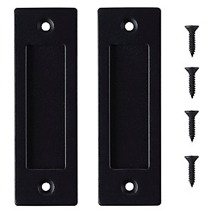 Wright Products Sliding Flush Barn Door Handle Set, Matte Black, 1 Pack - Mounting Hardware Included